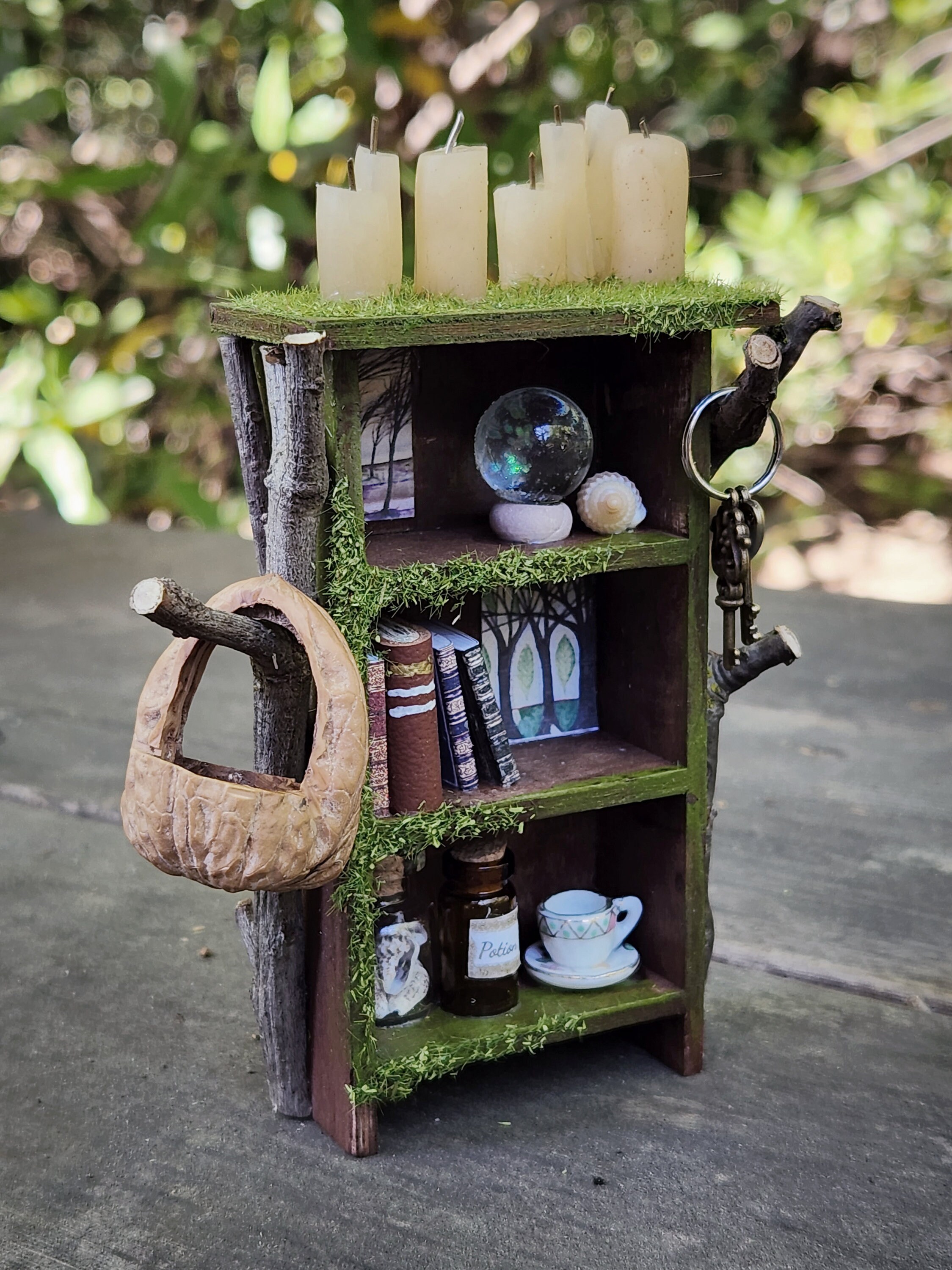 Crystal Fairy Witch Bookcase Miniature Dollhouse Cottagecore Ooak 42 ...