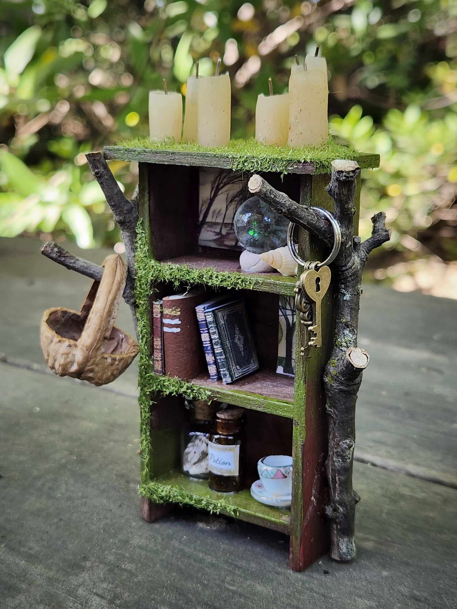 Crystal Fairy Witch Bookcase Miniature Dollhouse Cottagecore Ooak 42 ...