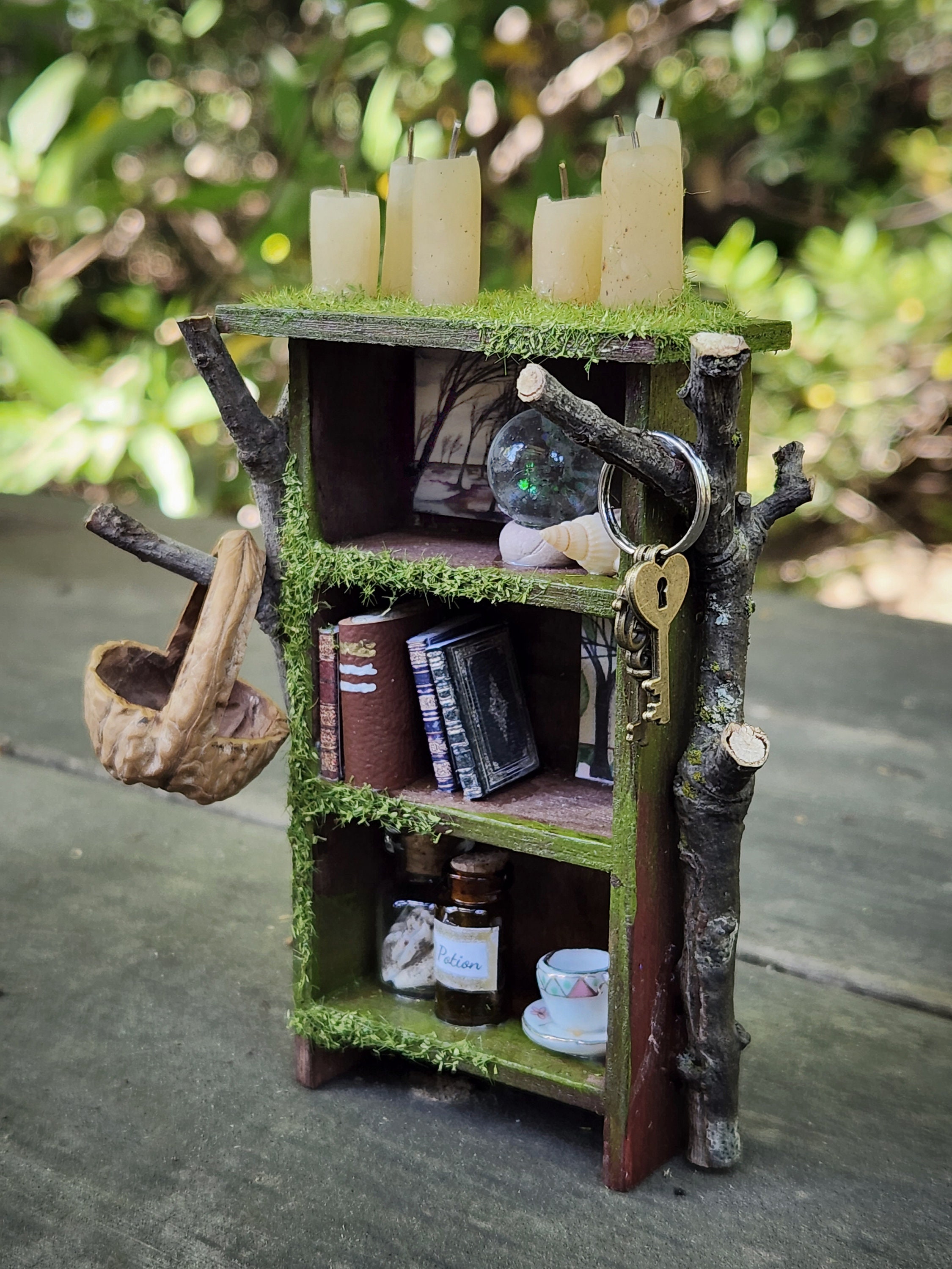 Crystal Fairy Witch Bookcase Miniature Dollhouse Cottagecore Ooak 42 ...