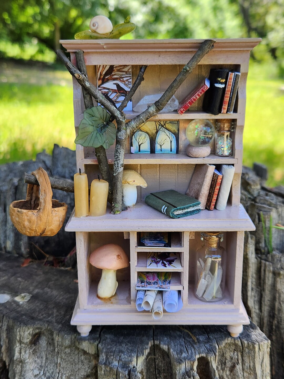 Miniature Dollhouse Magical Woodland Fairy Hutch / Bookcase Ooak Altar #25 Elizabeth Mukerji - Etsy