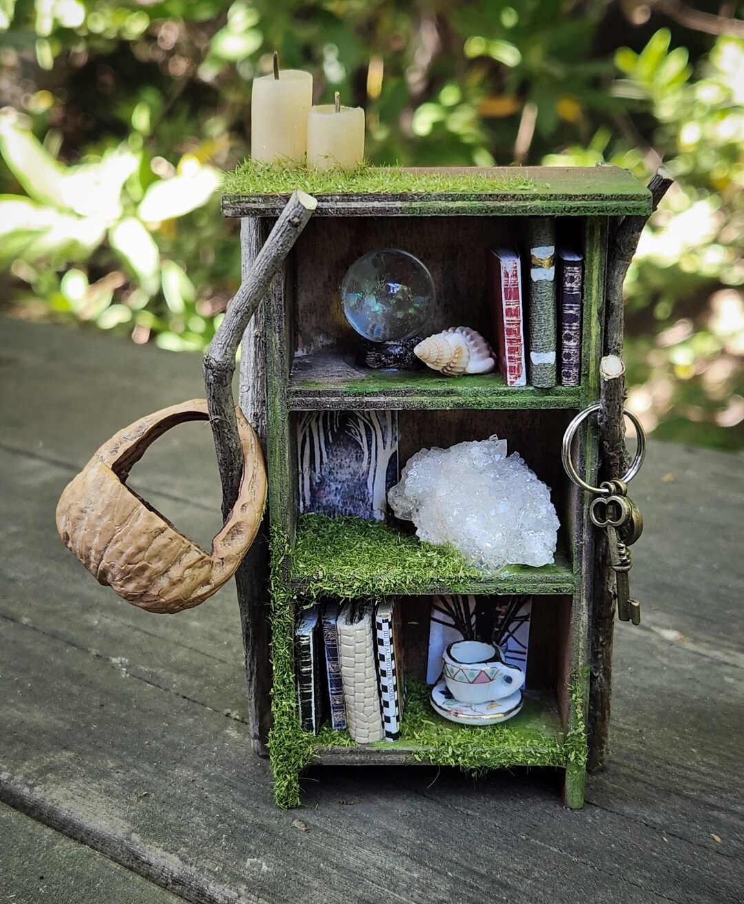 Crystal Fairy Witch Bookcase Miniature Dollhouse Cottagecore Ooak #41 ...
