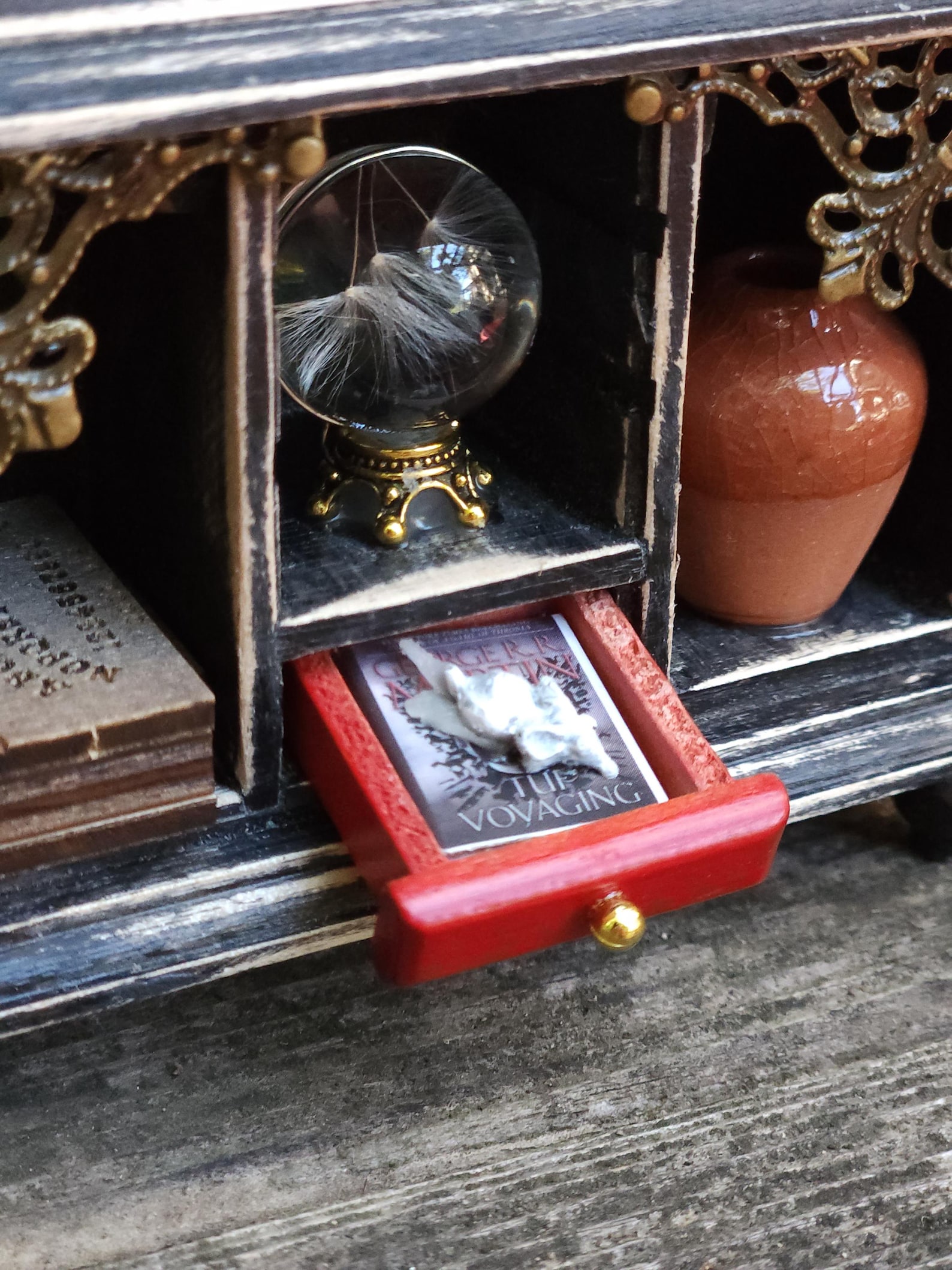 Halloween Witch Hutch Bookcase: OOAK Miniature Dollhouse With Crystals ...