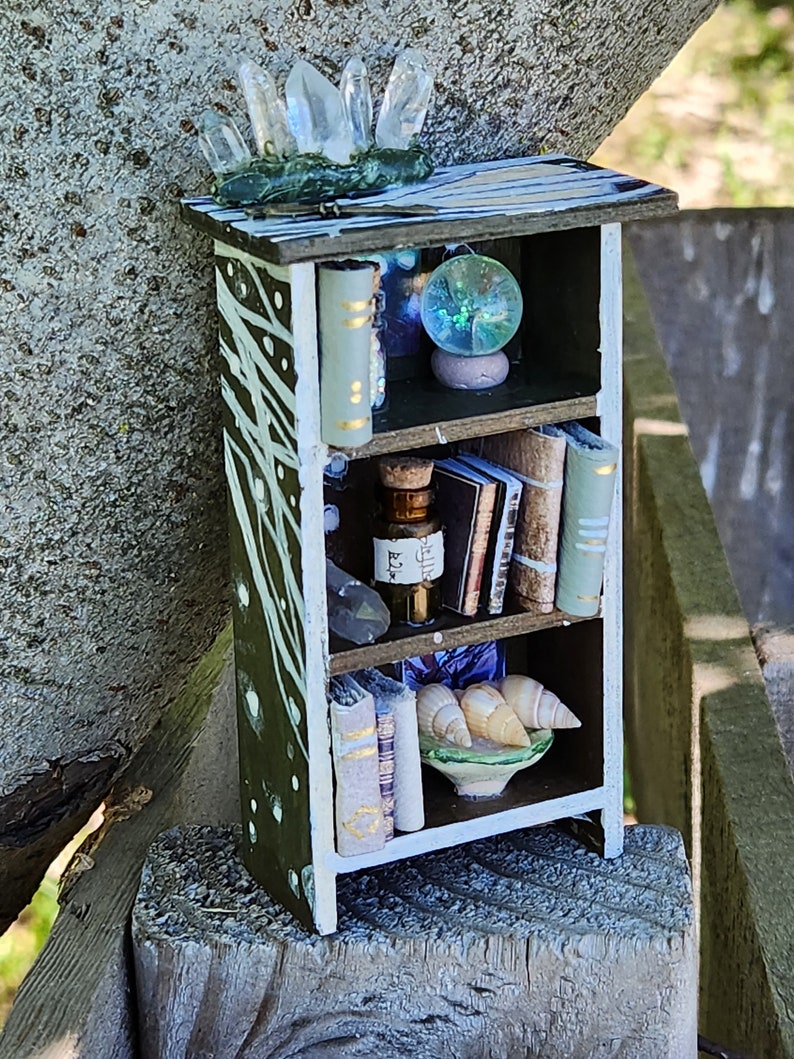 Witchy Magical Altar Moon Crystal Fairy Bookcase Miniature Mushroom ...