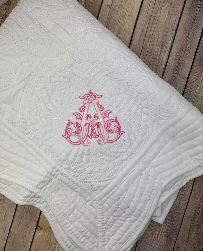 Monogram Baby Quilt: Personalized Heirloom Newborn Gift - Etsy