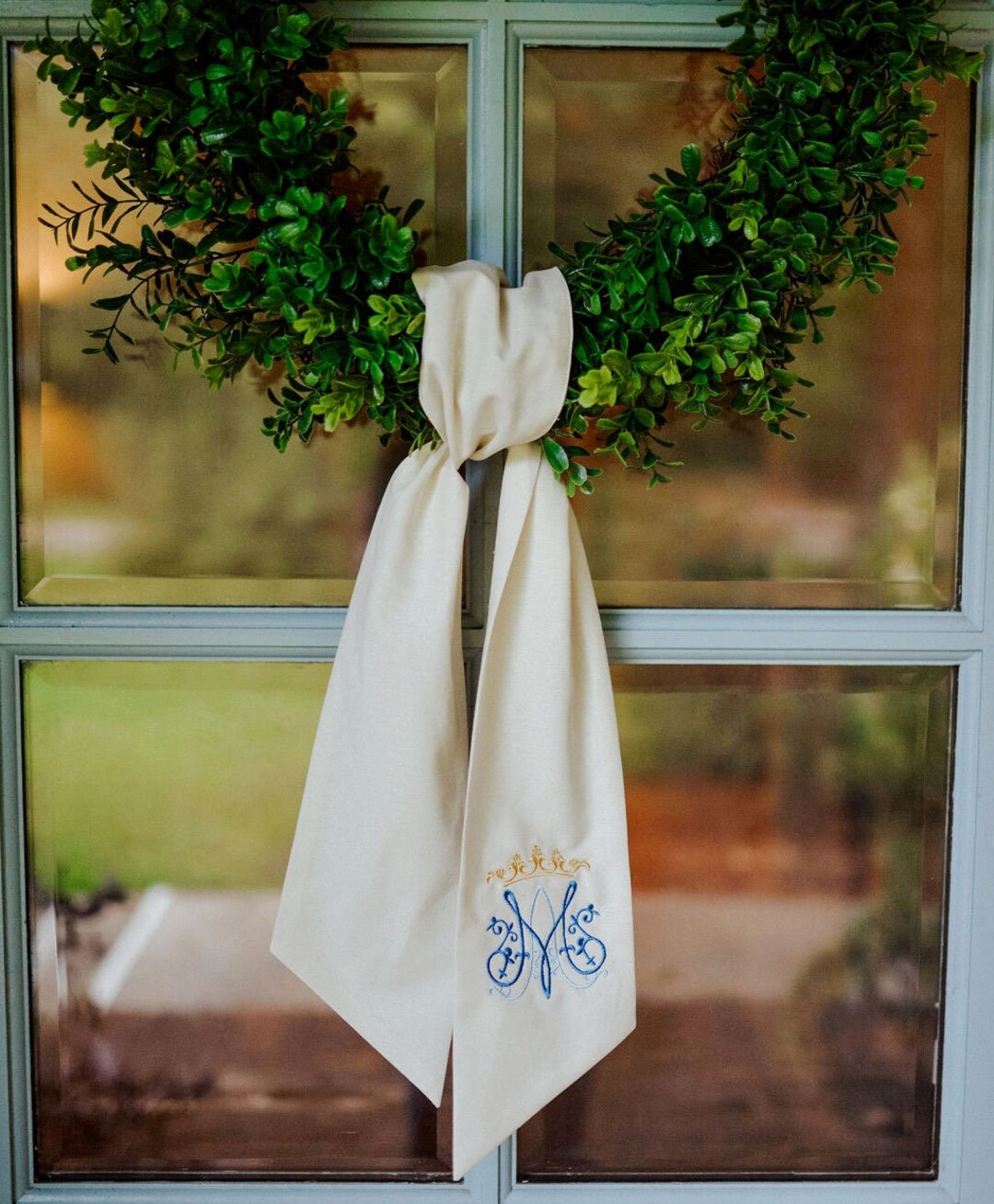 Auspice Maria Wreath Sash: Personalized Marian Monogram Door Decor - Etsy