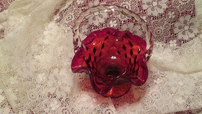 Beautiful Fenton Ruby Red Amberina Small Glass Basket - Etsy