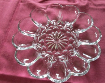 Vintage Pressed Glass Deviled Egg Plate - Etsy