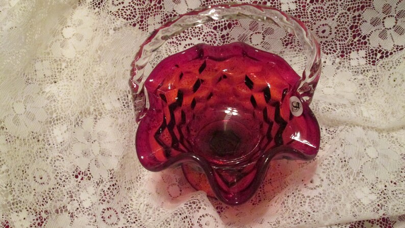 Beautiful Fenton Ruby Red Amberina Small Glass Basket - Etsy
