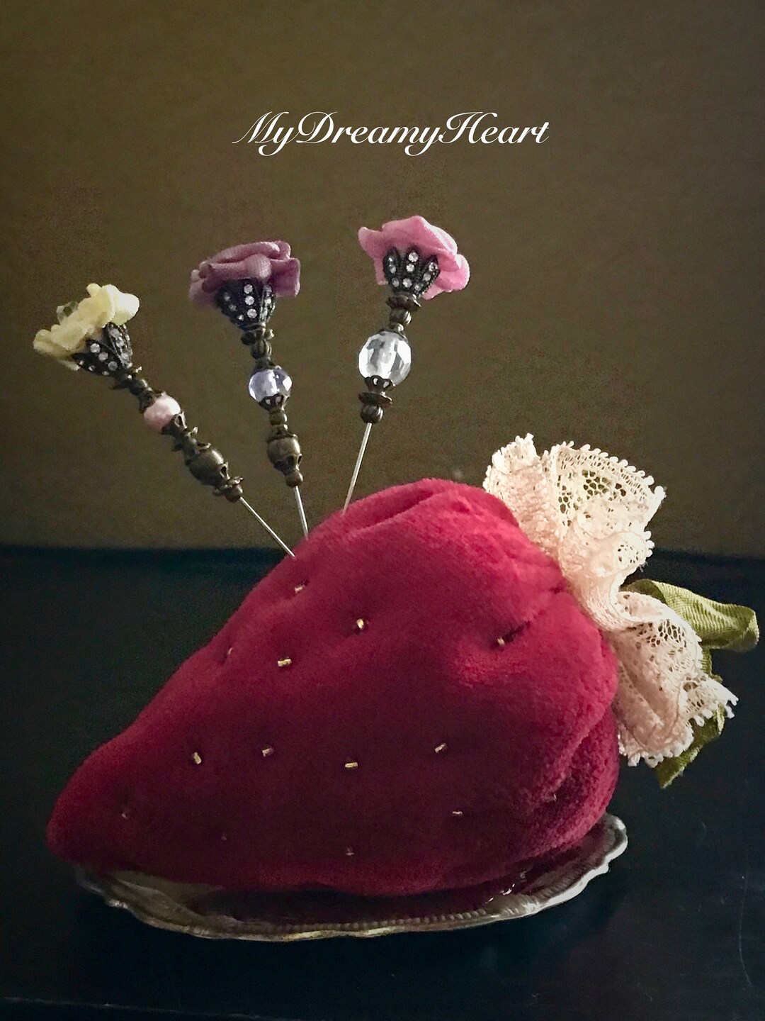 Pin Cushion, Strawberry Pin Cushion, Red Strawberry, Hat Pins ...
