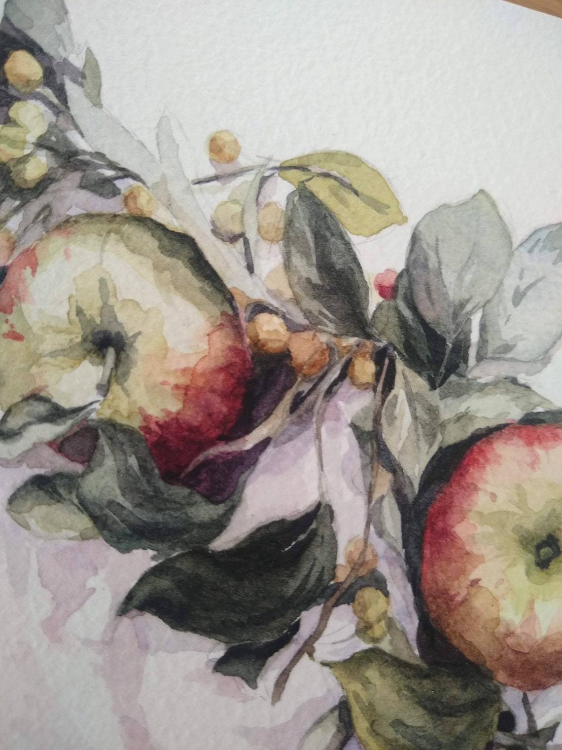 Original Watercolour Food Apple Painting Mini Arwork 5 X 7 Inches - Etsy