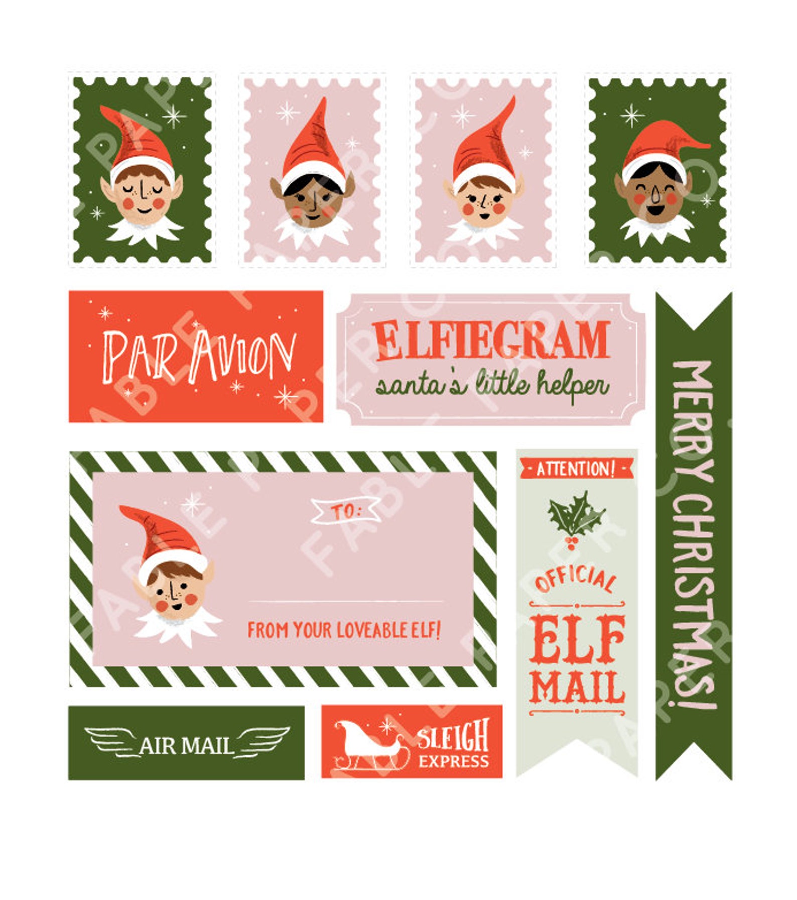 Elf Christmas Postage Marks & Stamps - Etsy