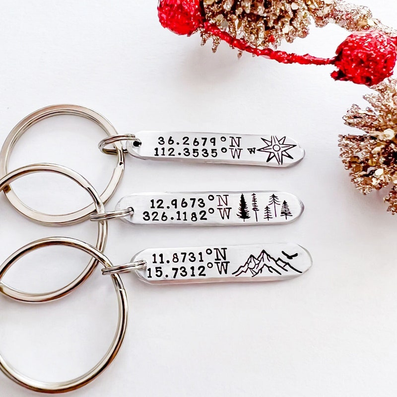 Coordinates Keychain - Etsy