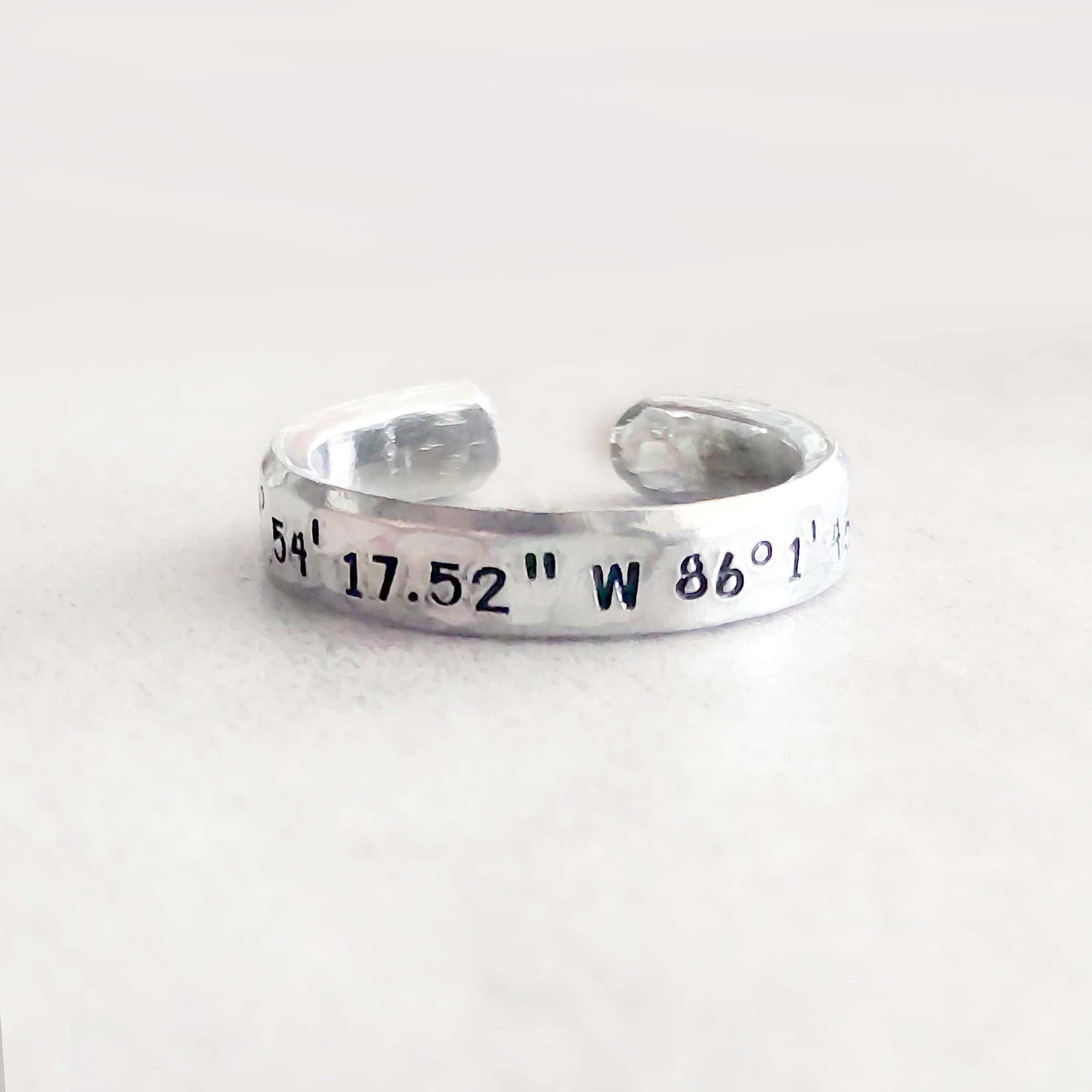 Custom Coordinates Ring, Personalized GPS Location Ring, Long Distance ...