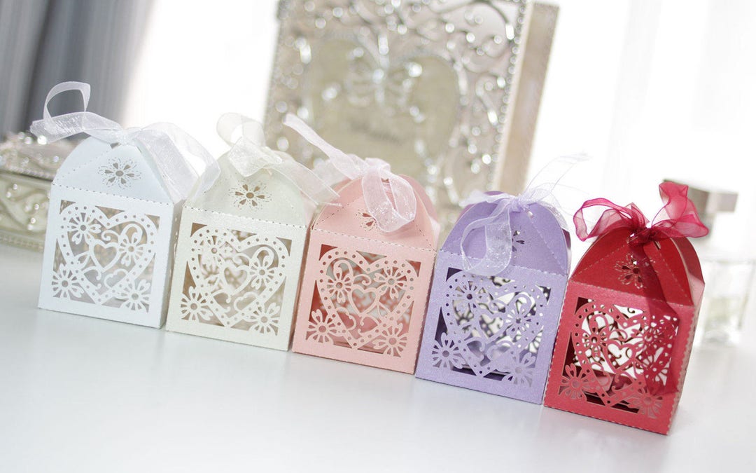 Pack of 50 - Wedding Favor Boxes Love Heart Box DIY Party Favor Wedding ...