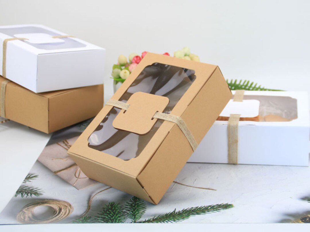 12 Kraft Paper Gift Boxes With Window | Includes Twine and Tags - Etsy ...