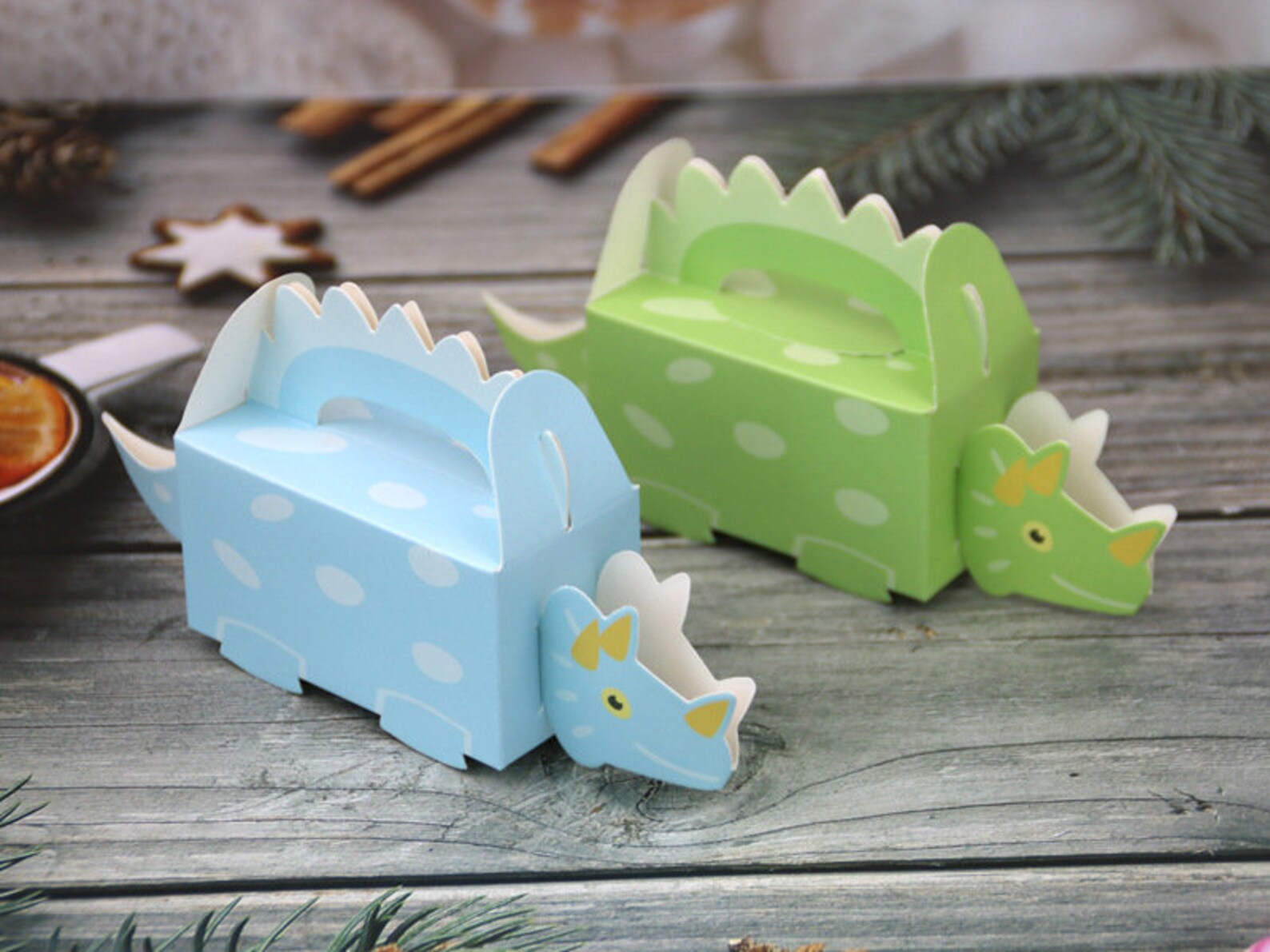 10x Kids Party Birthday Dino Box 16x4x8 Handle Blue Green Baby - Etsy ...
