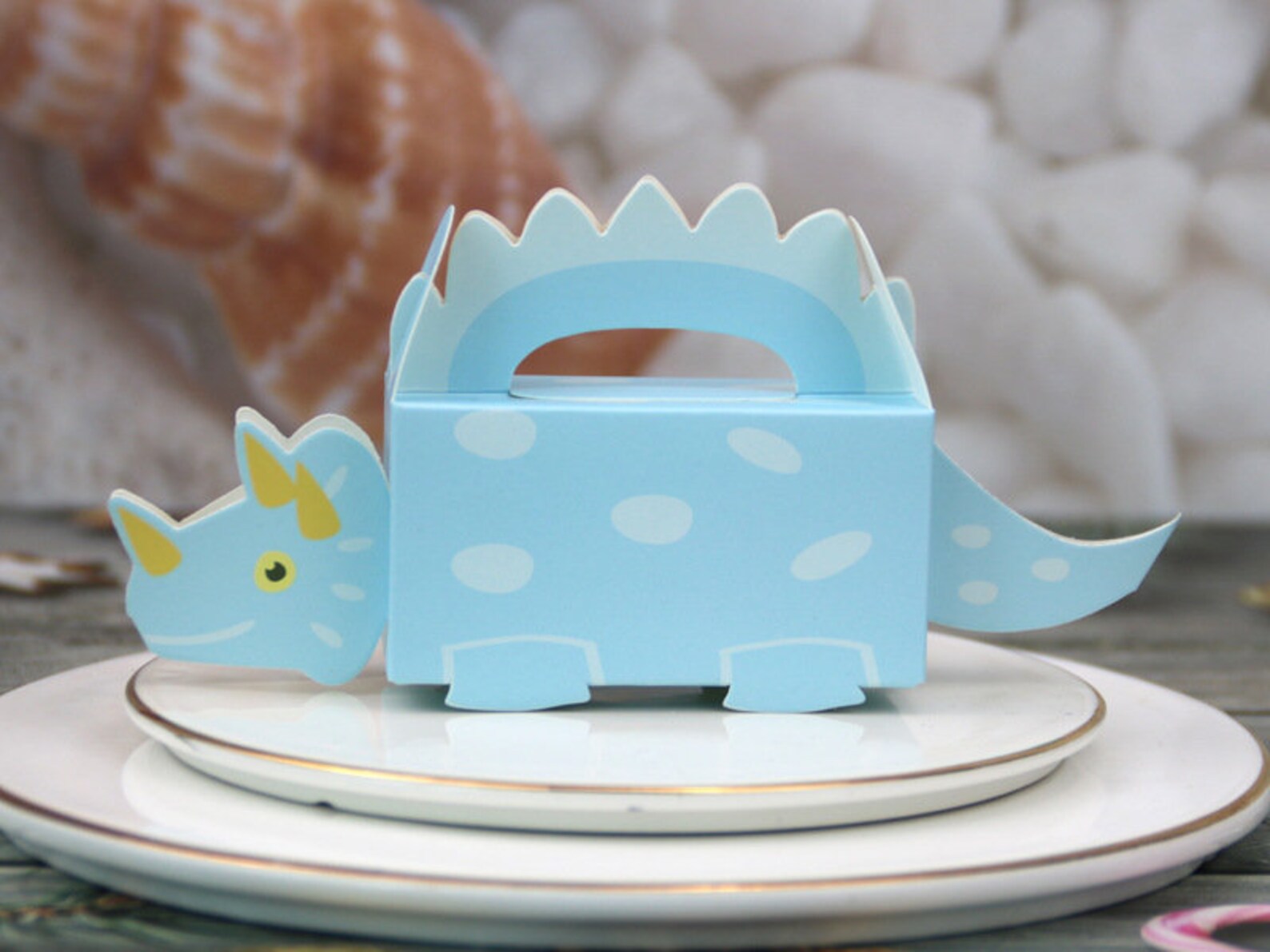 10x Kids Party Birthday Dino Box 16x4x8 Handle Blue Green Baby - Etsy ...