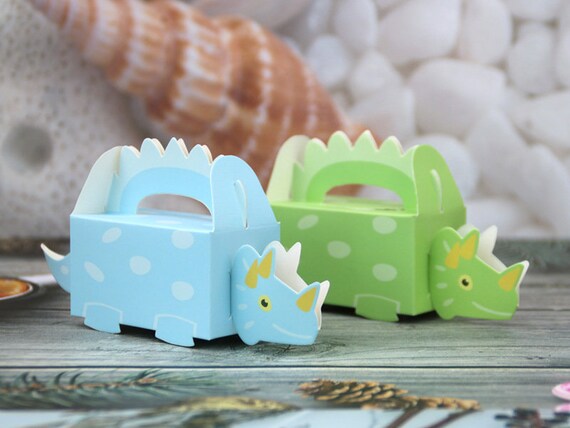 10x Kids Party Birthday Dino Box 16x4x8 Handle Blue Green Baby - Etsy ...