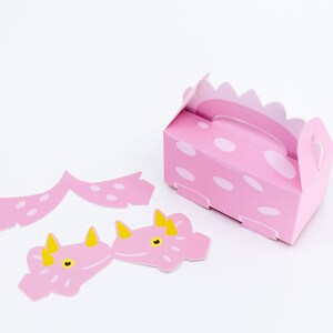 10x Kids Party Birthday Dino Box 16x4x8 Handle Blue Green Pink Baby ...