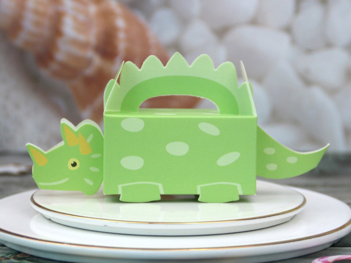 10x Kids Party Birthday Dino Box 16x4x8 Handle Blue Green Baby - Etsy ...