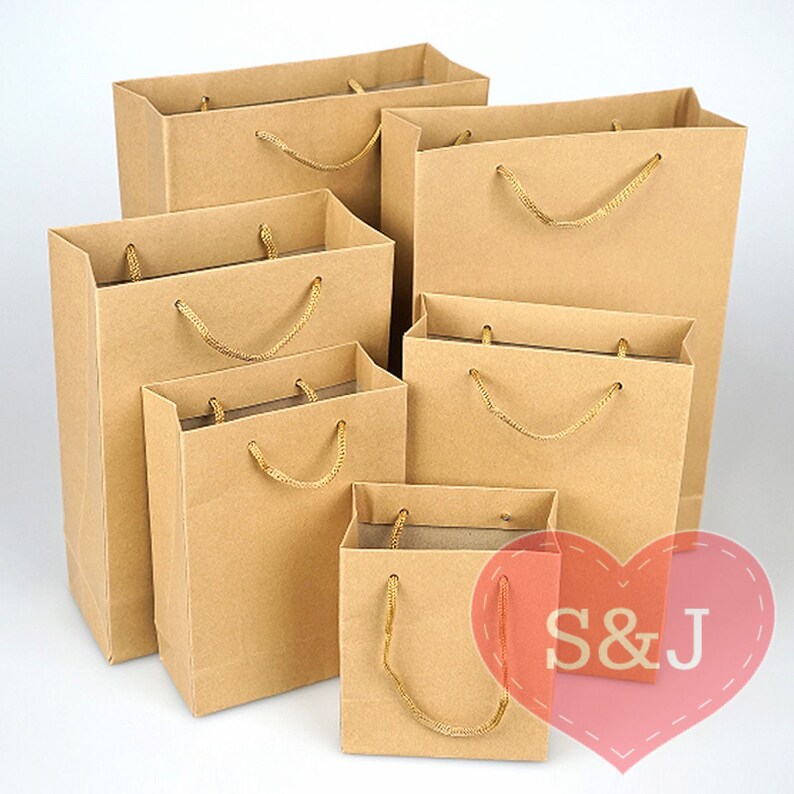 50x Kraft Brown Paper Carry Bags with Handle Wedding Party | Etsy