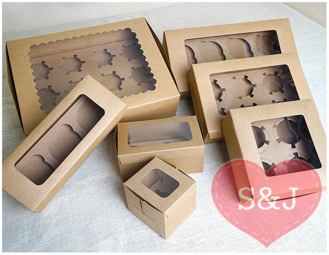 Window Kraft Cupcake Boxes With Holder (20pk) - Etsy