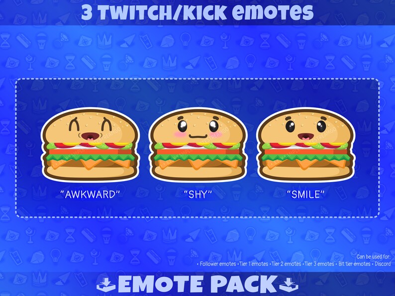 Hamburger, Cheeseburger | Emote | Badges | Twitch, Youtube, Kick ...