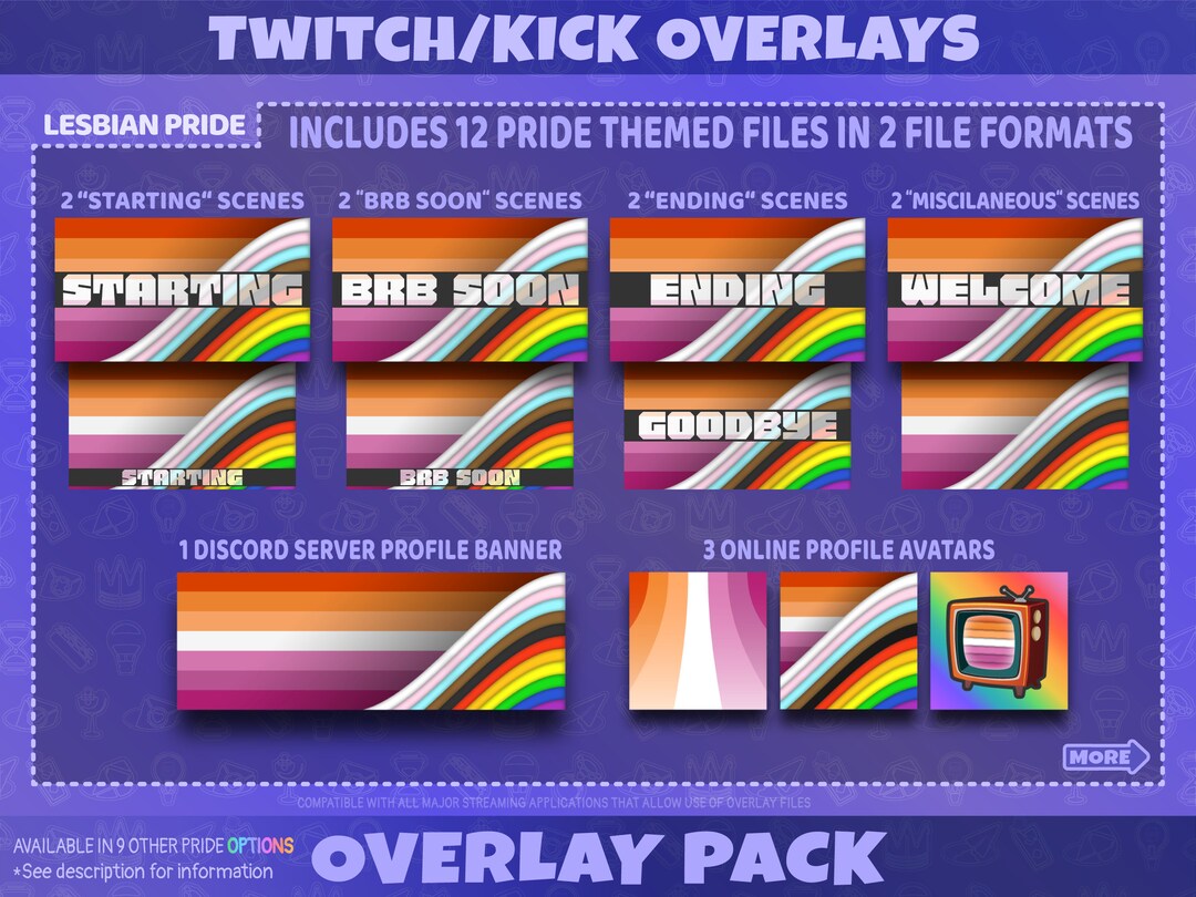 Twitch Lesbian Pride, Kick Pride Scenes, Streamer Bundles, Rainbow ...