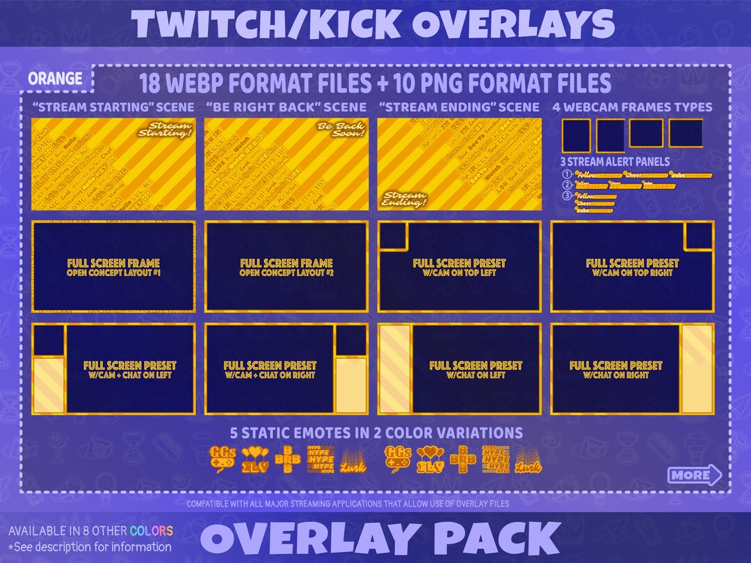 Orange Stream Overlay Pack for Twitch Kick Youtube | Chat Overlay ...