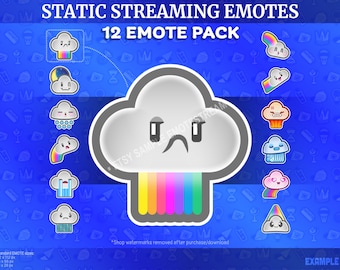Cloud Emotes for Twitch Discord Youtube Kick | Cute Streamer Emoji Pack ...