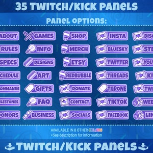 Purple Twitch/kick Panels: 35-piece Icon Set (digital Download) - Etsy