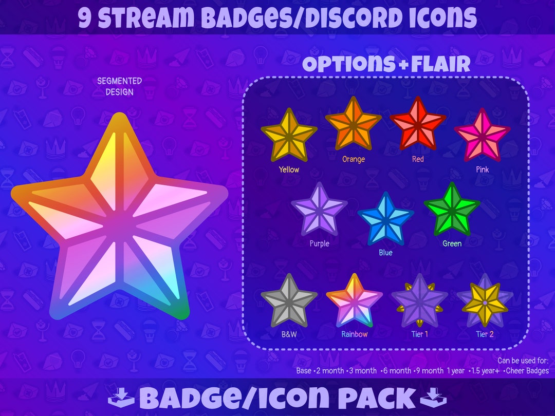 Twitch Star Badges Kick Stream Art Discord Roles Stream Badge Bit ...