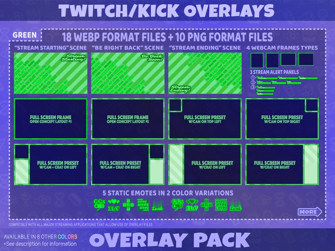 Green Twitch Overlay Bundle: Stream Scenes, Emotes (digital Download ...