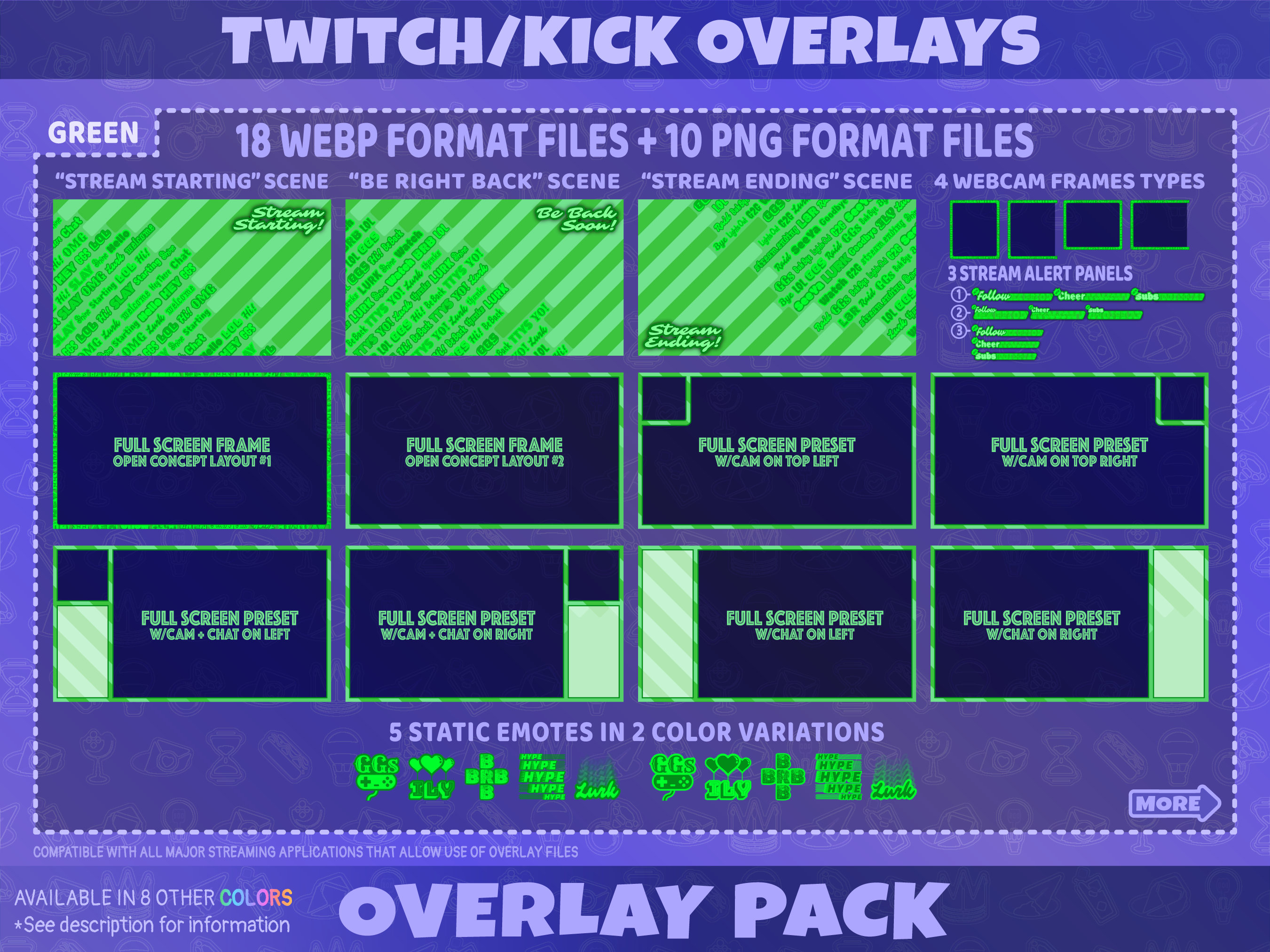 Green Stream Overlay, Streaming Bundle, Twitch Graphics, Stream Art ...