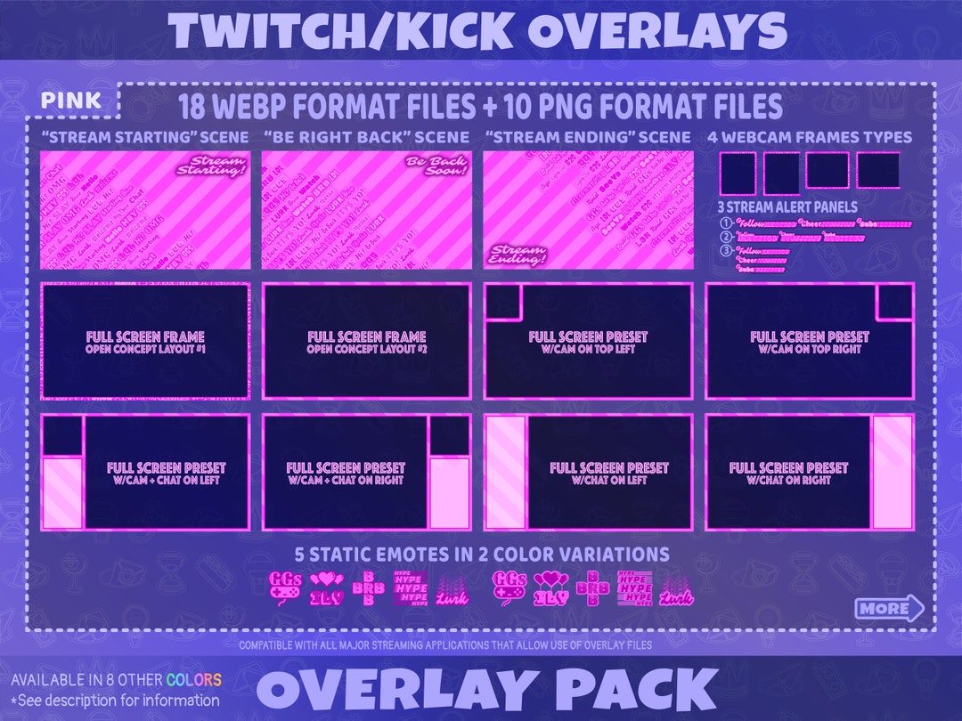 Pink Stream Overlay Pack for Twitch Kick Youtube | Stream Scenes Panels ...