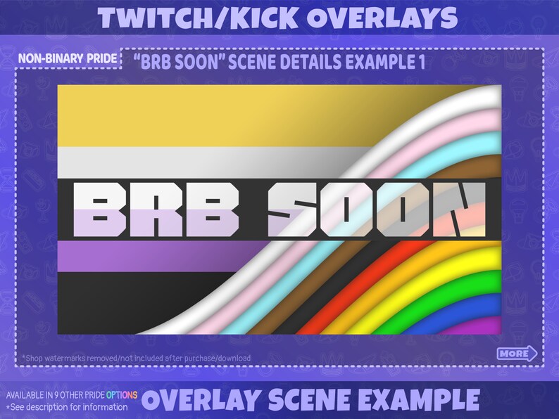 Non-binary Pride Stream Overlay Pack for Twitch Kick Youtube | Stream ...
