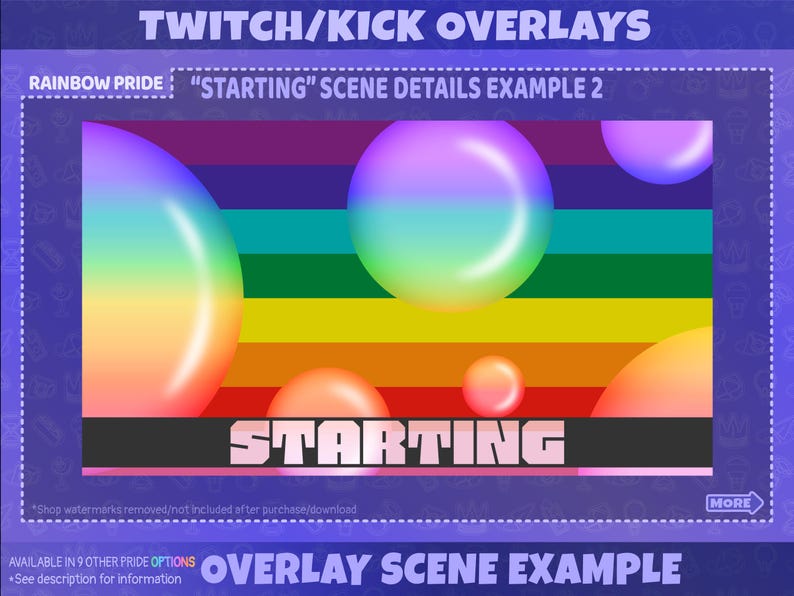 Rainbow Pride Stream Overlay Pack for Twitch Kick Youtube | Stream ...