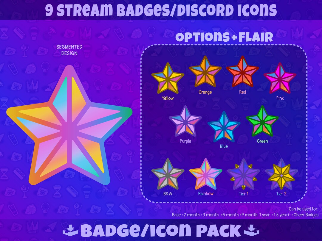 Star Stream Badges: Stream Badges Pack for Twitch Kick Youtube Discord ...