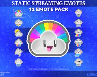 Cloud Twitch Emote Pack PNG | Cute Kawaii Streamer Emojis for Twitch ...