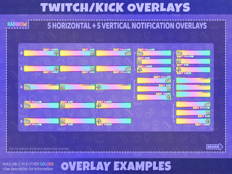 Rainbow Stream Overlay Pack for Twitch Kick Youtube | Stream Scenes ...
