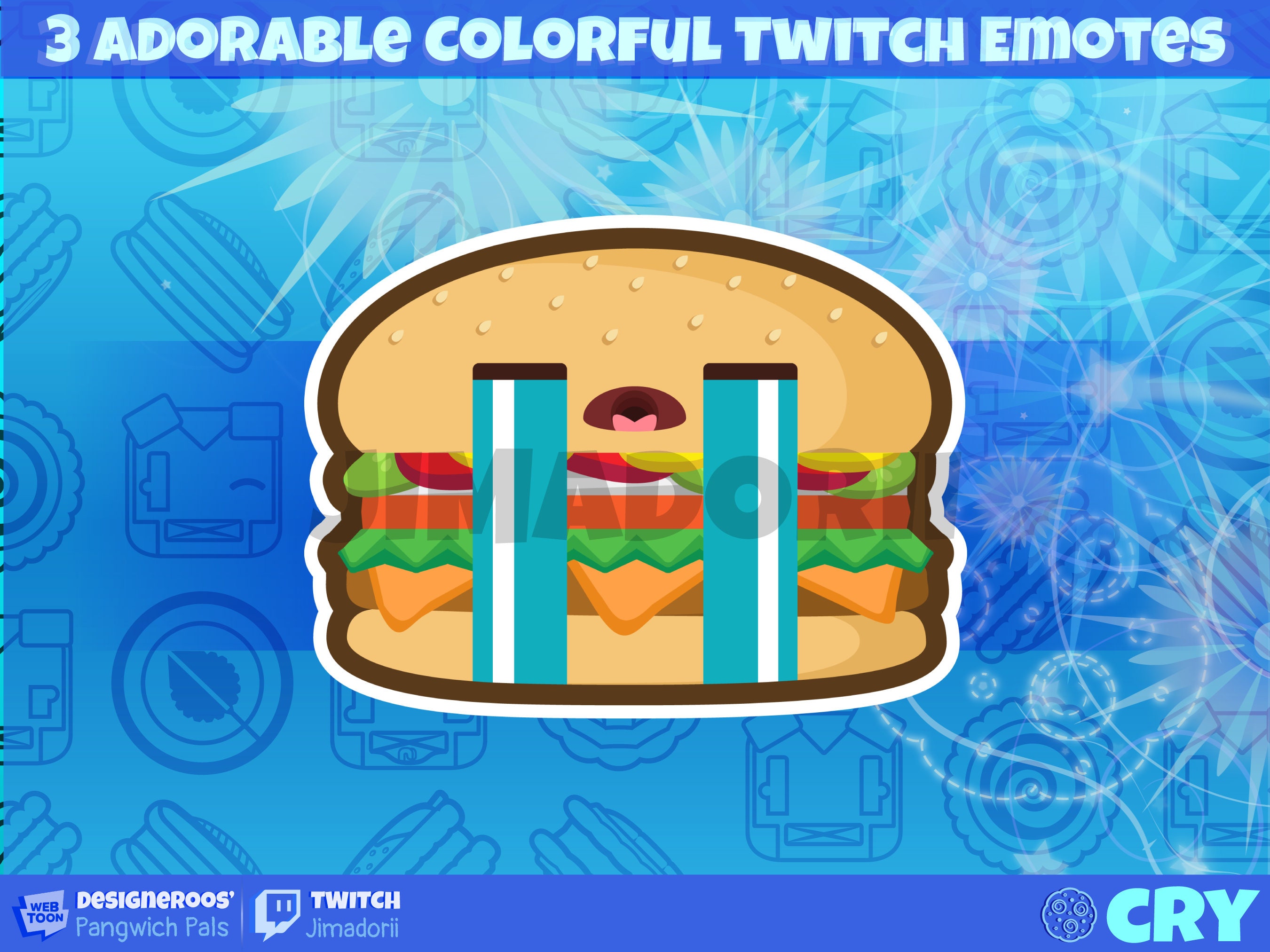 Set of 3 Twitch Emotes Kawaii Burgers pack 3 of 4 - Etsy Australia
