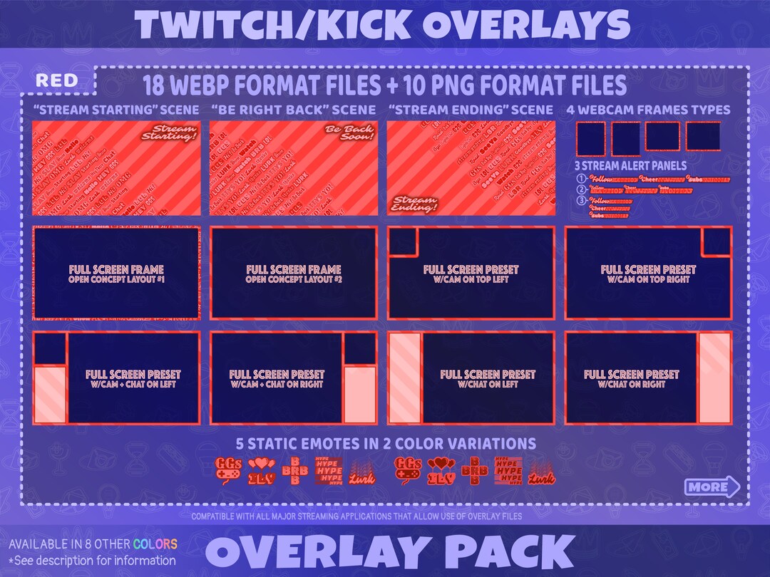 Red Stream Overlay Pack for Twitch Kick Youtube | Stream Scenes Panels ...