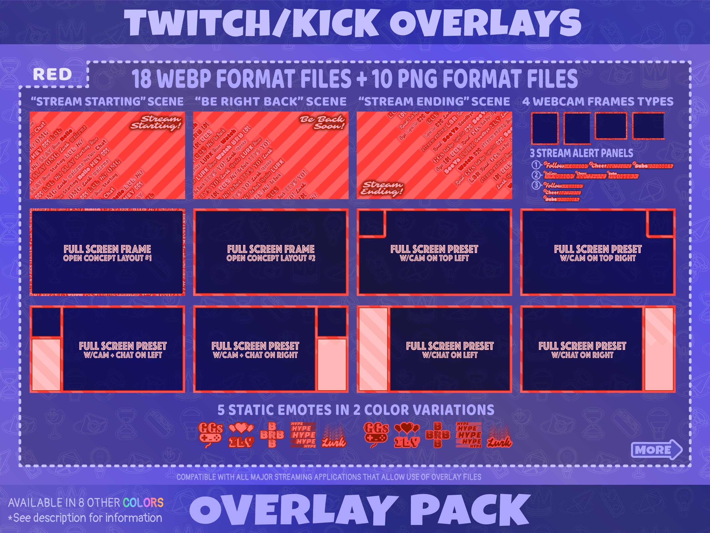 Red Stream Overlay Pack for Twitch Kick Youtube | Stream Scenes Panels ...