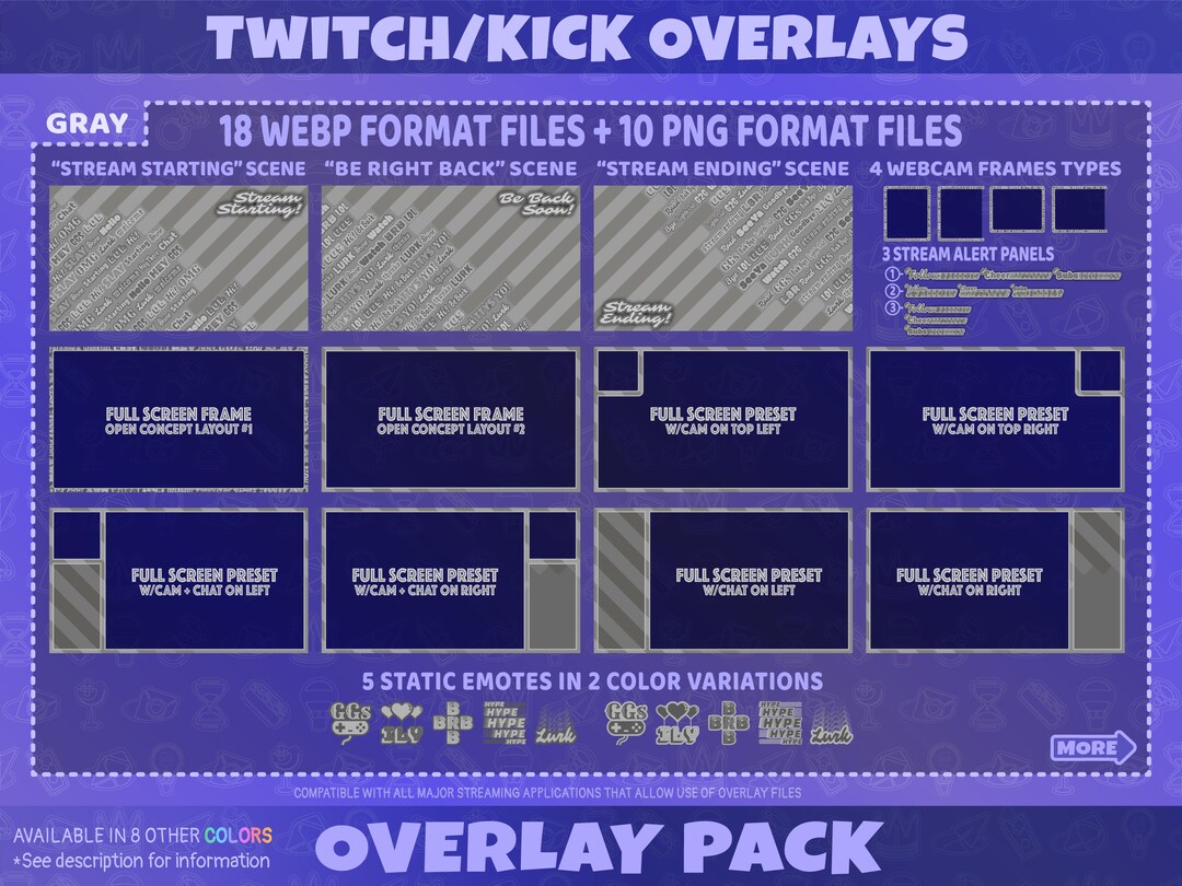 Gray Stream Overlay, Kick Stream Bundle, Youtube Art, Stream Overlays ...