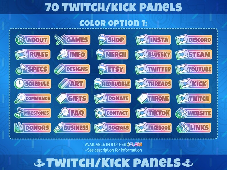 Rainbow Stream Panels Pack for Twitch Kick Youtube | About Schedule ...