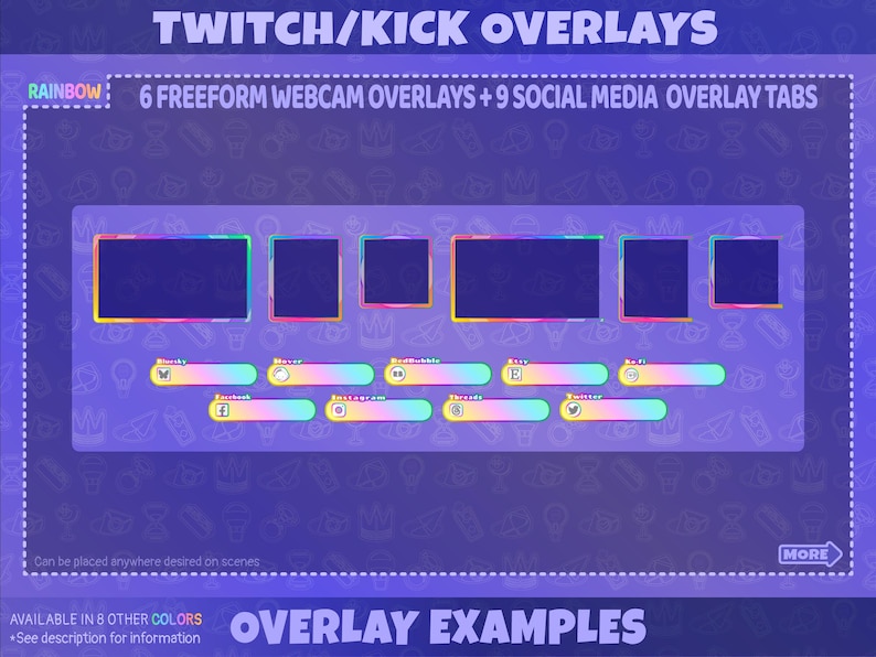 Rainbow Stream Overlay Pack for Twitch Kick Youtube | Stream Scenes ...