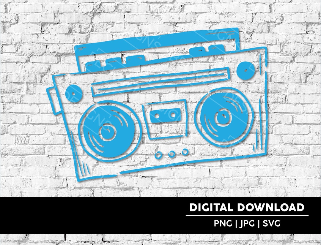 Blue Boombox Cut File | 80s Retro SVG, PNG, JPG (digital Download ...