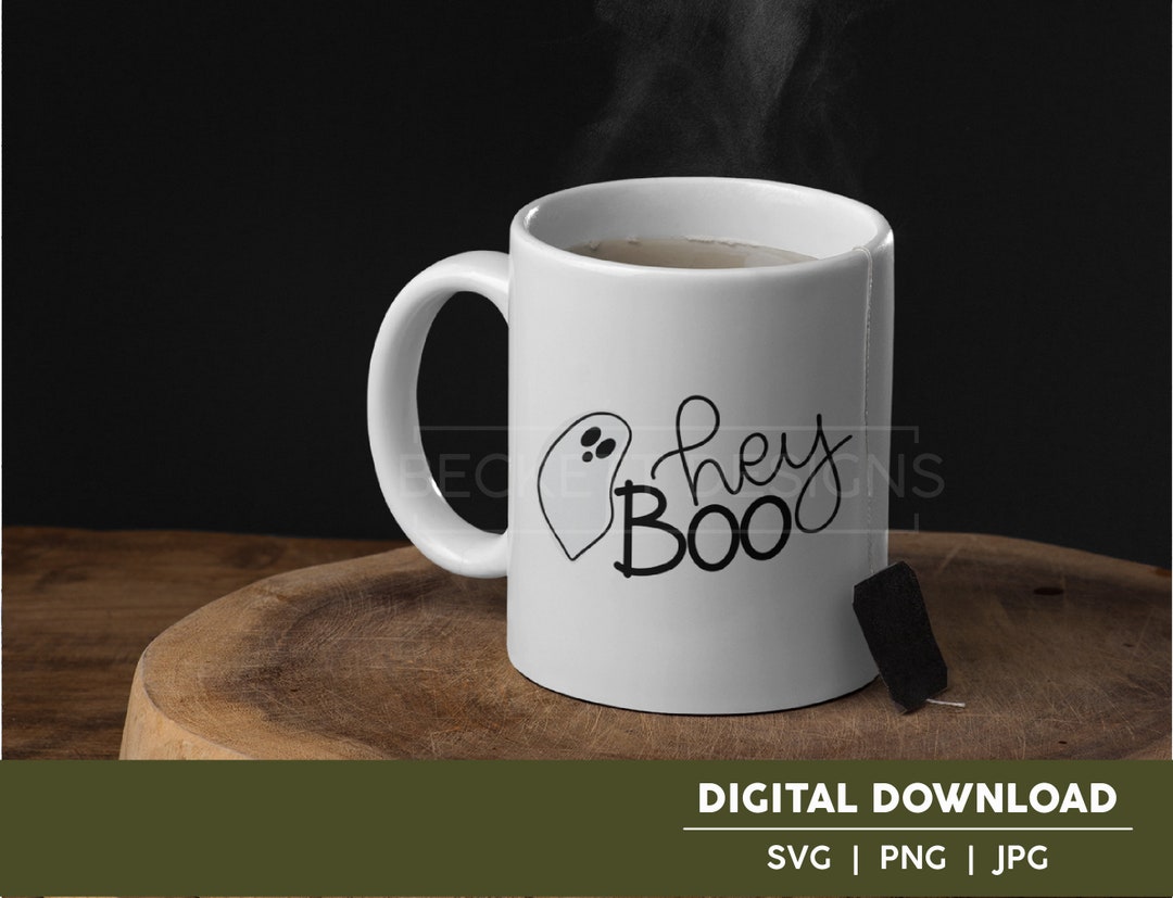Hey Boo Hand-drawn Cut File | SVG | JPG | PNG | Digital Download ...