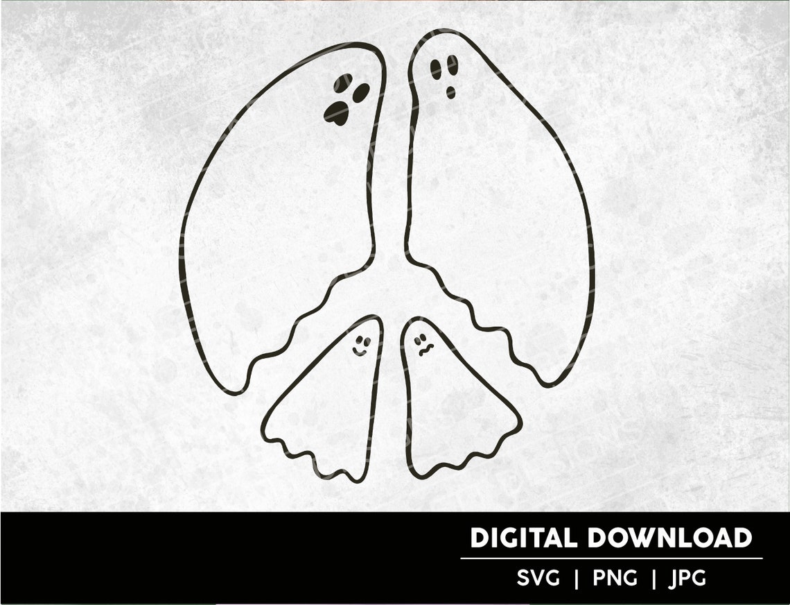 Hand-drawn Peace Sign Ghosts Cut File SVG JPG PNG Digital Download ...