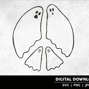 Hand-drawn Peace Sign Ghosts Cut File SVG JPG PNG Digital Download ...